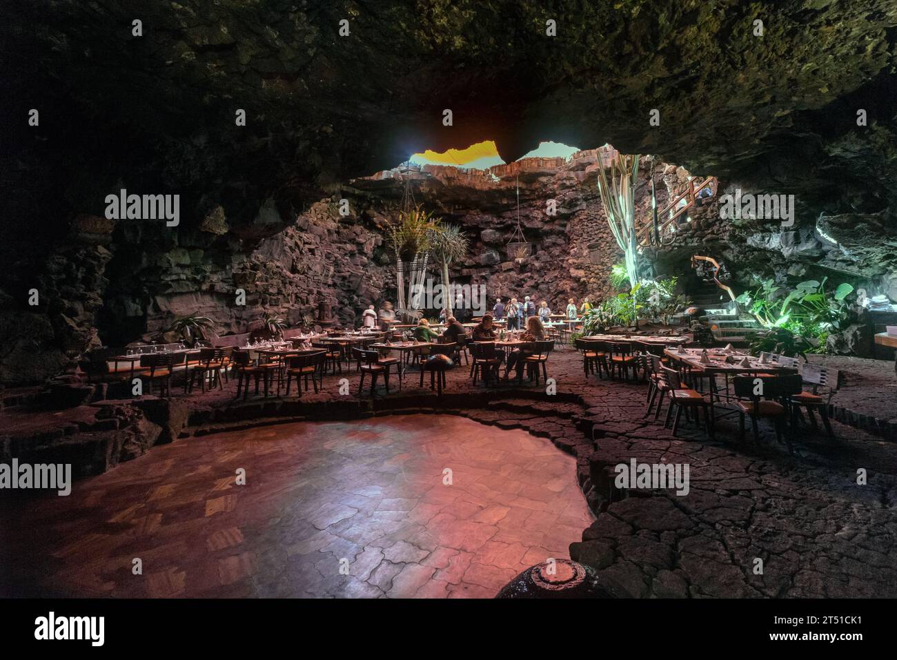 Spain, Canary Islands, Lanzarote: restaurant inside the underground ...