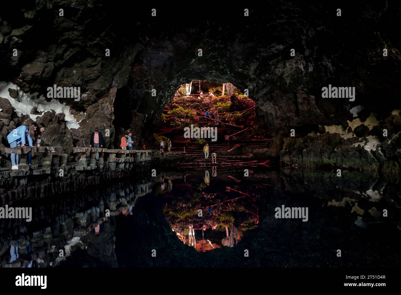 Spain, Canary Islands, Lanzarote: pond inside the underground caves of ...