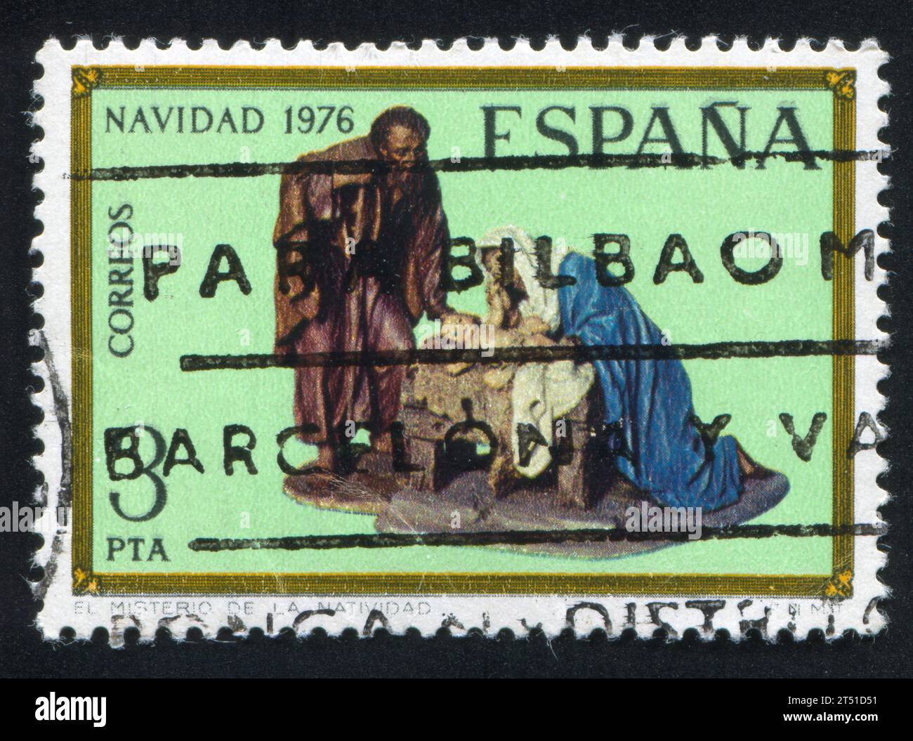 SPAIN - CIRCA 1976: stamp printed by Spain, shows Nativity, patron ...
