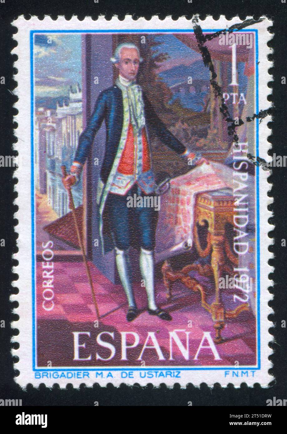 SPAIN - CIRCA 1972: stamp printed by Spain, shows Brigadier M.A. de ...