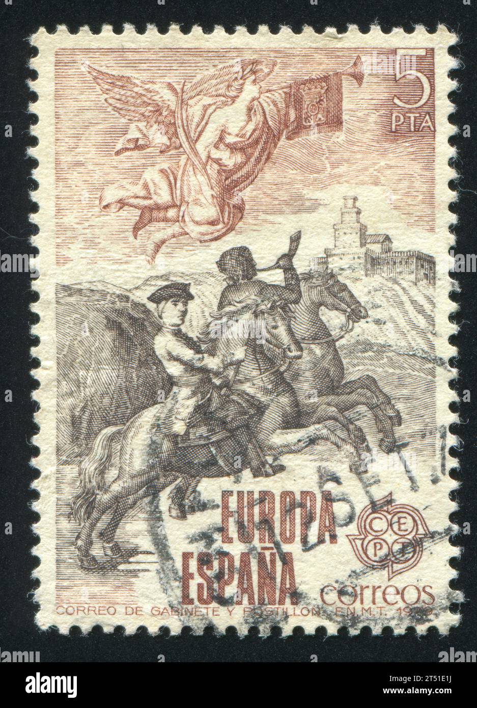 SPAIN - CIRCA 1979: stamp printed by Spain, shows Mounted messenger and ...