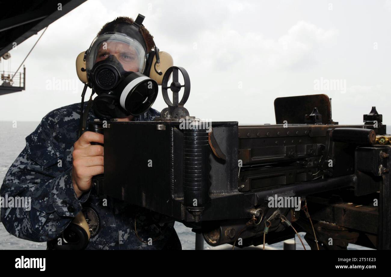 .50-caliber machine gun, Arabian Sea, general quarters drill, Sailor, U ...