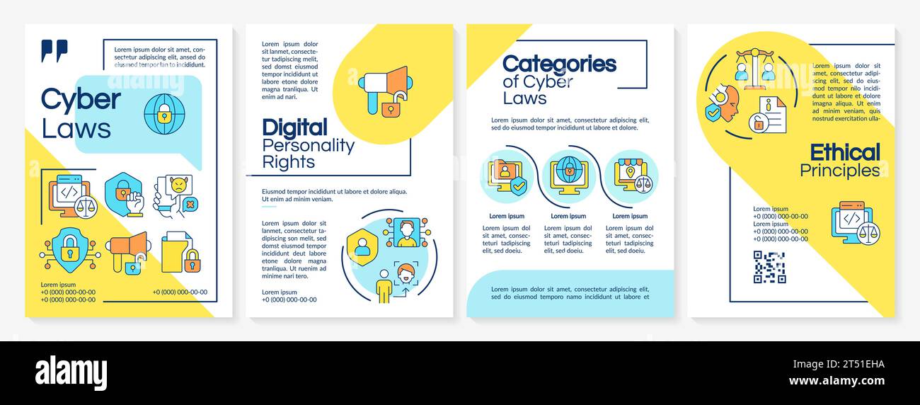 Brochure with colorful cyber law linear icons Stock Vector Image & Art ...