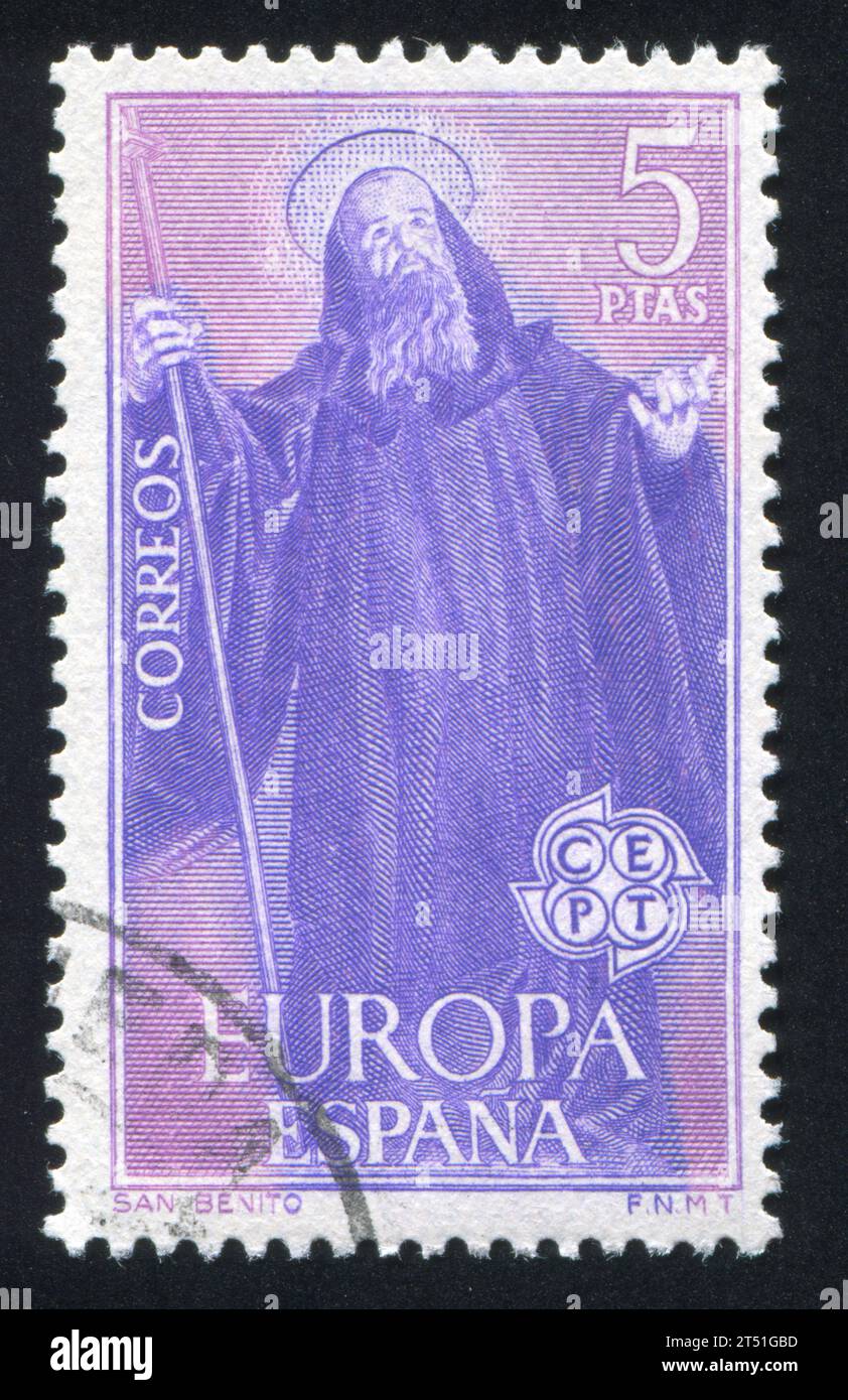 SPAIN - CIRCA 1965: stamp printed by Spain, shows St. Benedict, circa ...