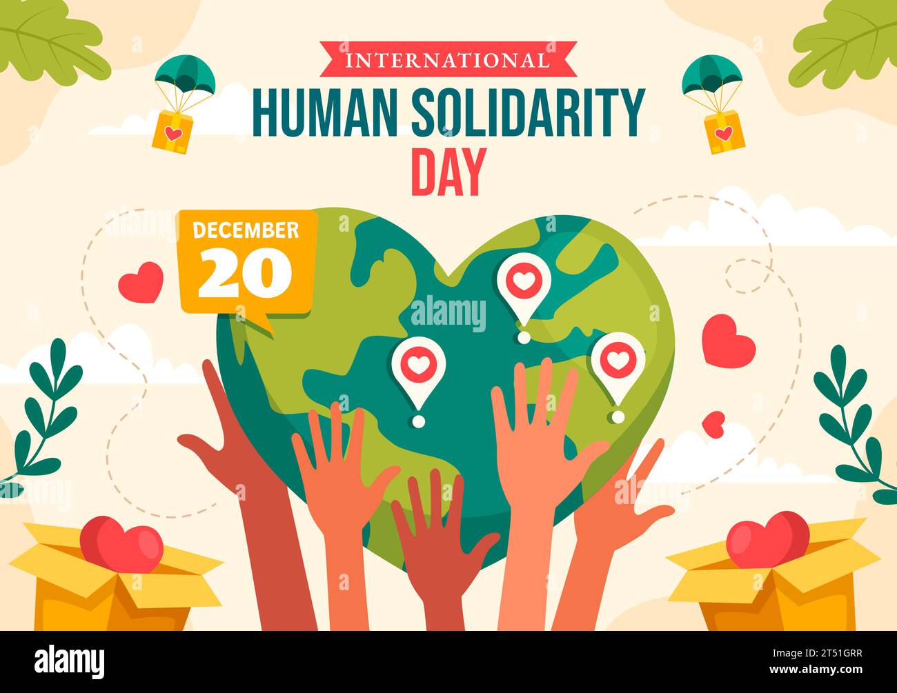 Human Solidarity Day Social Media Background Flat Cartoon Hand Drawn ...