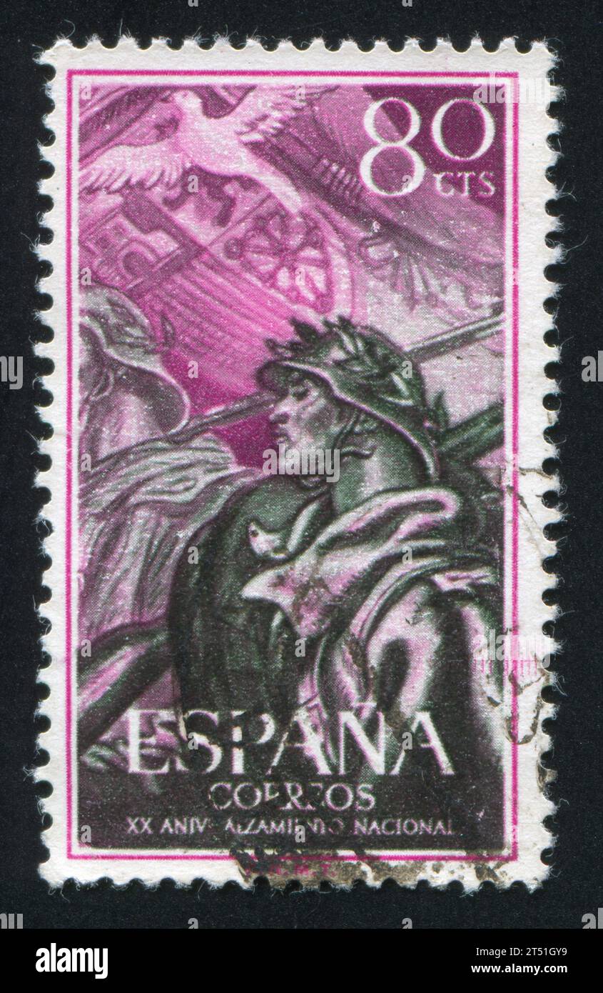 SPAIN - CIRCA 1956: stamp printed by Spain, shows Marching Soldiers ...