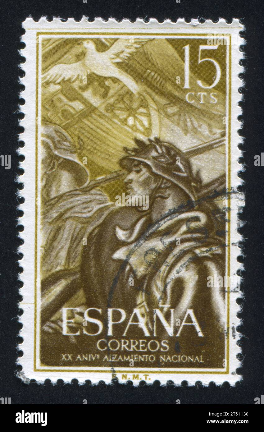 SPAIN - CIRCA 1956: stamp printed by Spain, shows Marching Soldiers ...