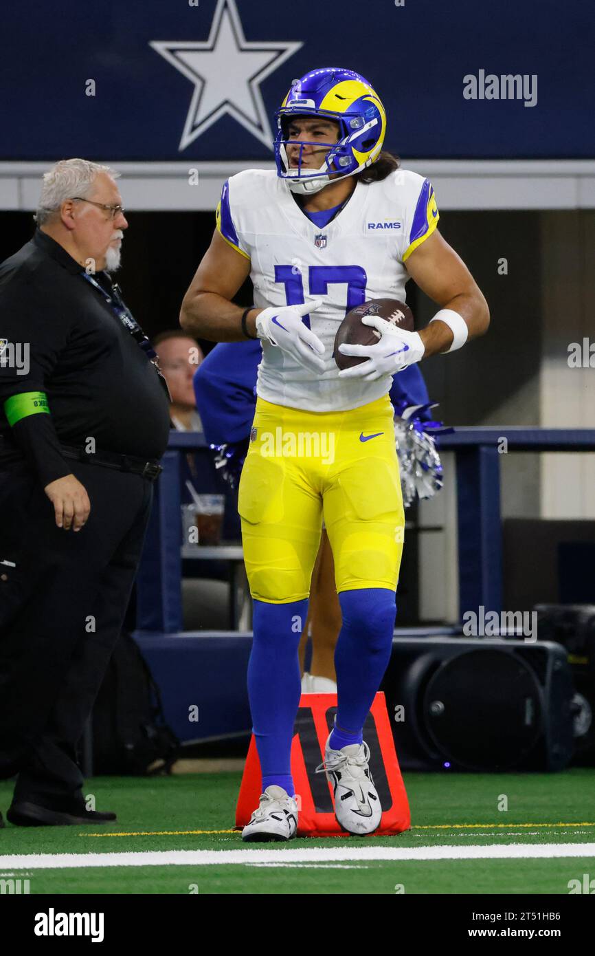 Los Angeles Rams wide receiver Puka Nacua (17) reacts after a reception ...
