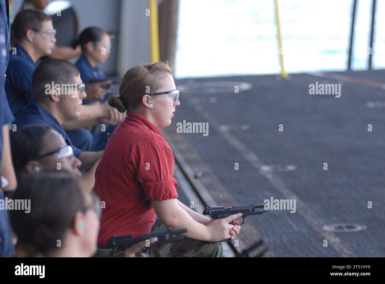 9mm pistol qualification, female, Nimitz-Class aircraft carrier USS ...