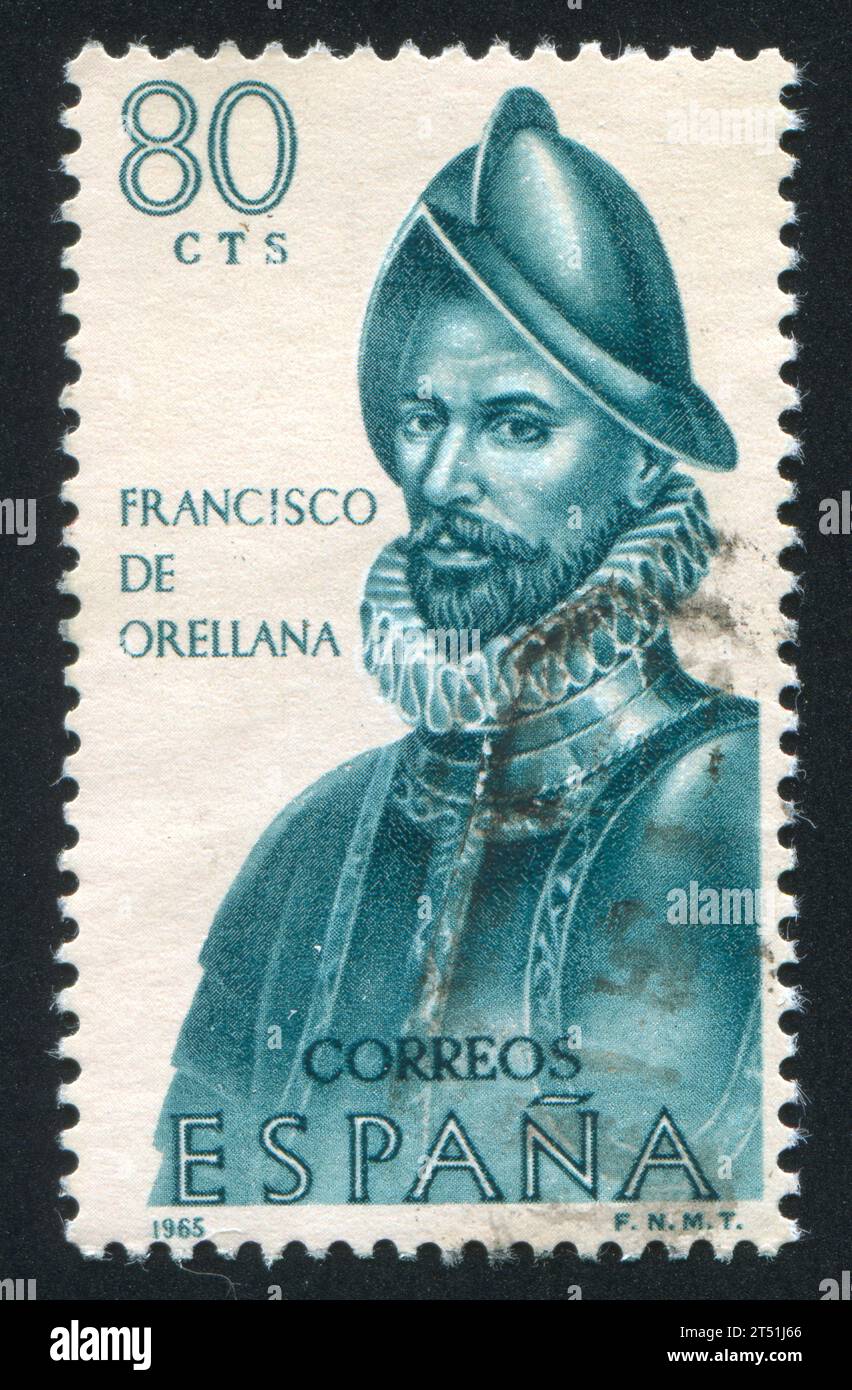 SPAIN - CIRCA 1965: stamp printed by Spain, shows Francisco de Orellana ...
