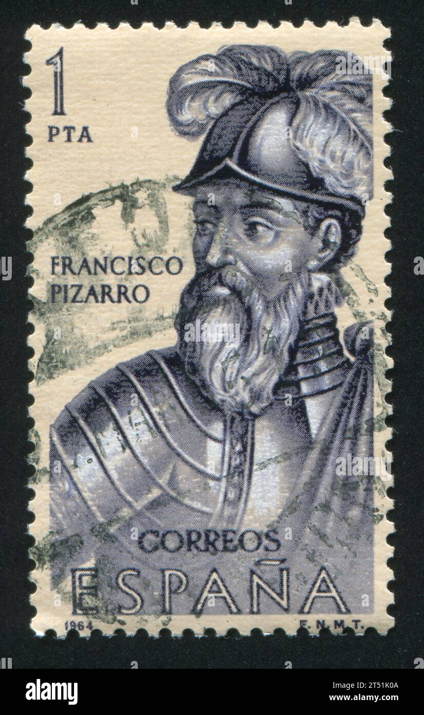 SPAIN - CIRCA 1964: stamp printed by Spain, shows Francisco Pizarro ...