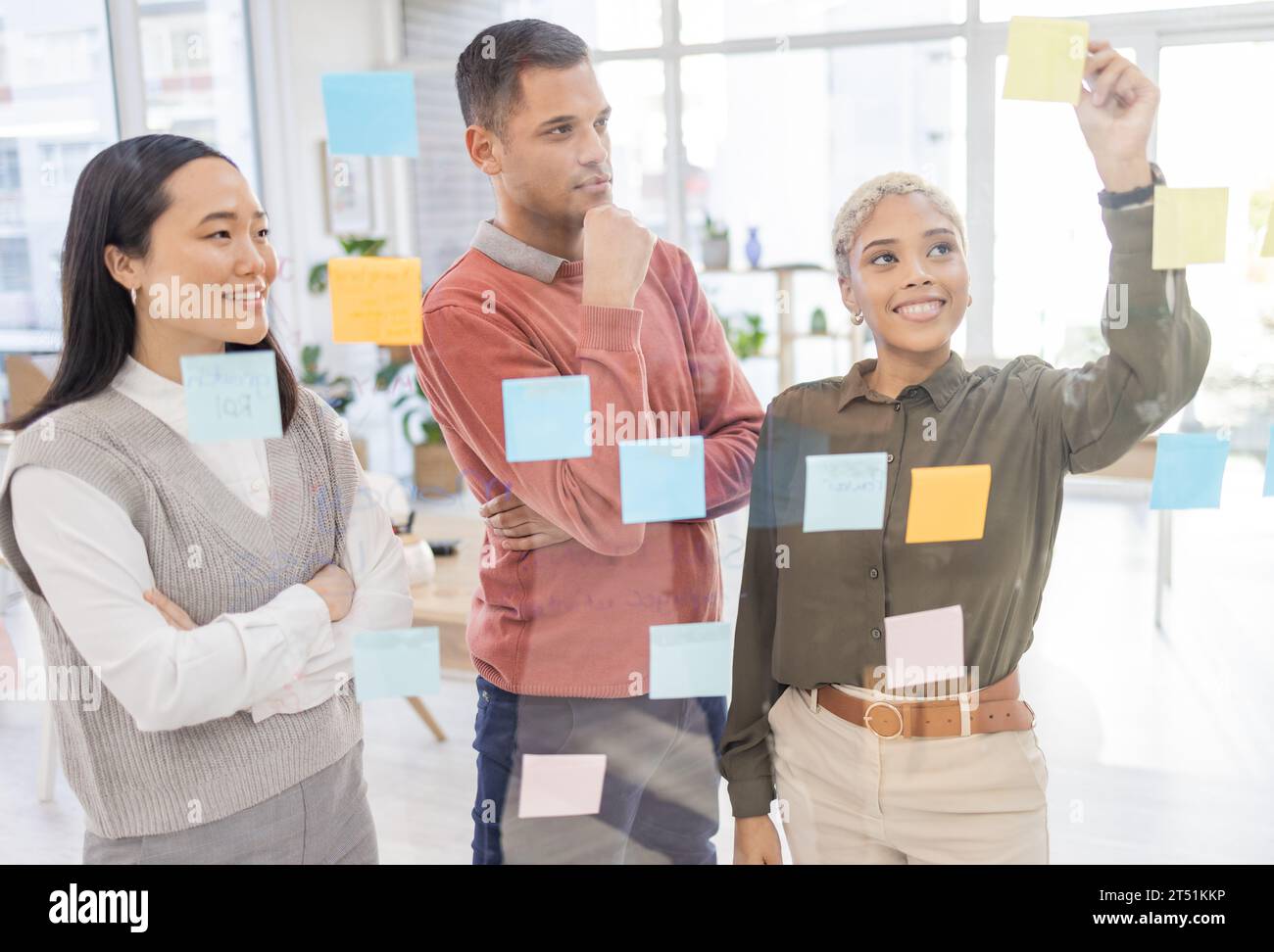 Creative people, planning and thinking for schedule, team strategy or ...