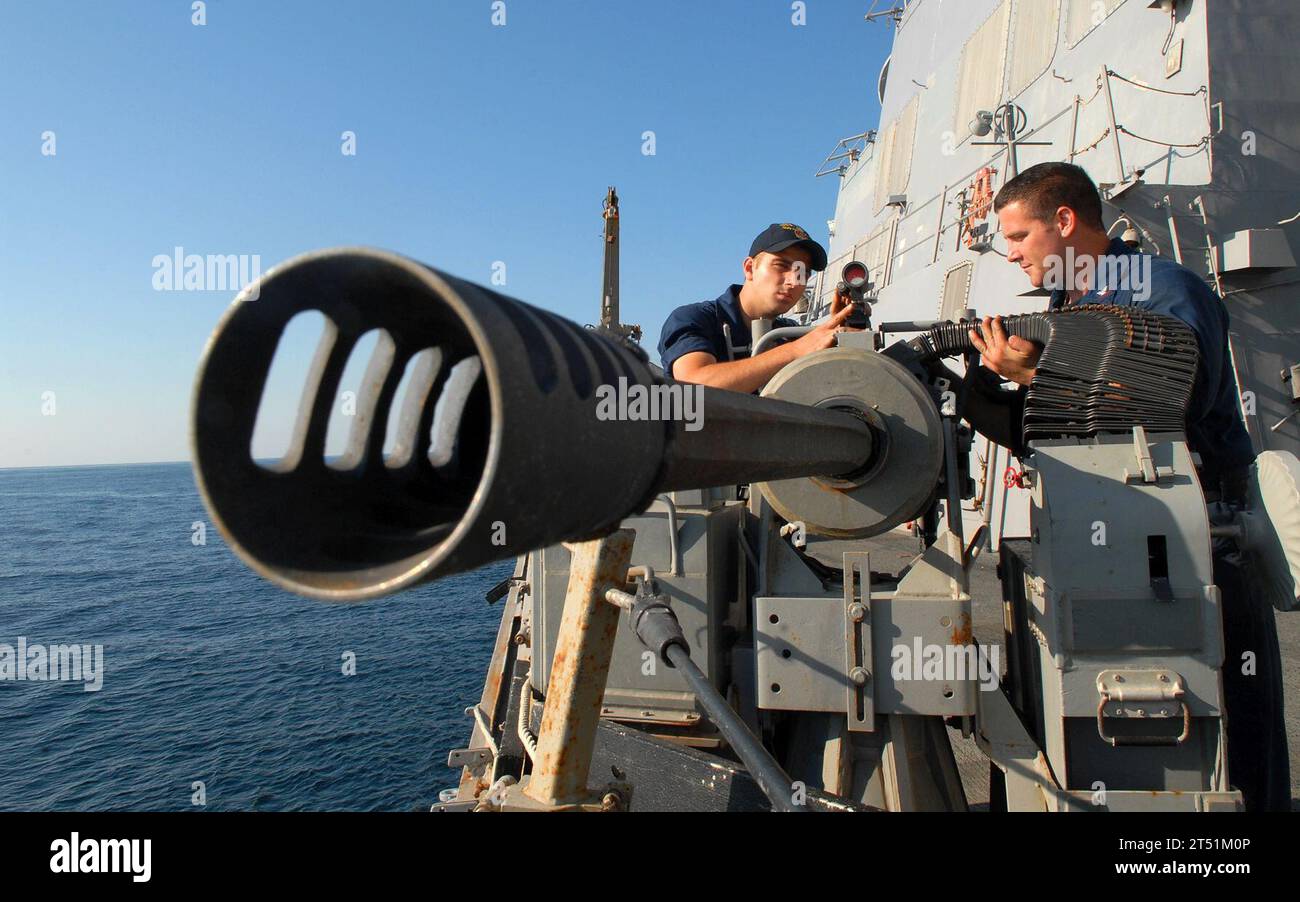 25mm machine gun, destroyer, MK-38, model two, Sailors, U.S. Navy, USS ...