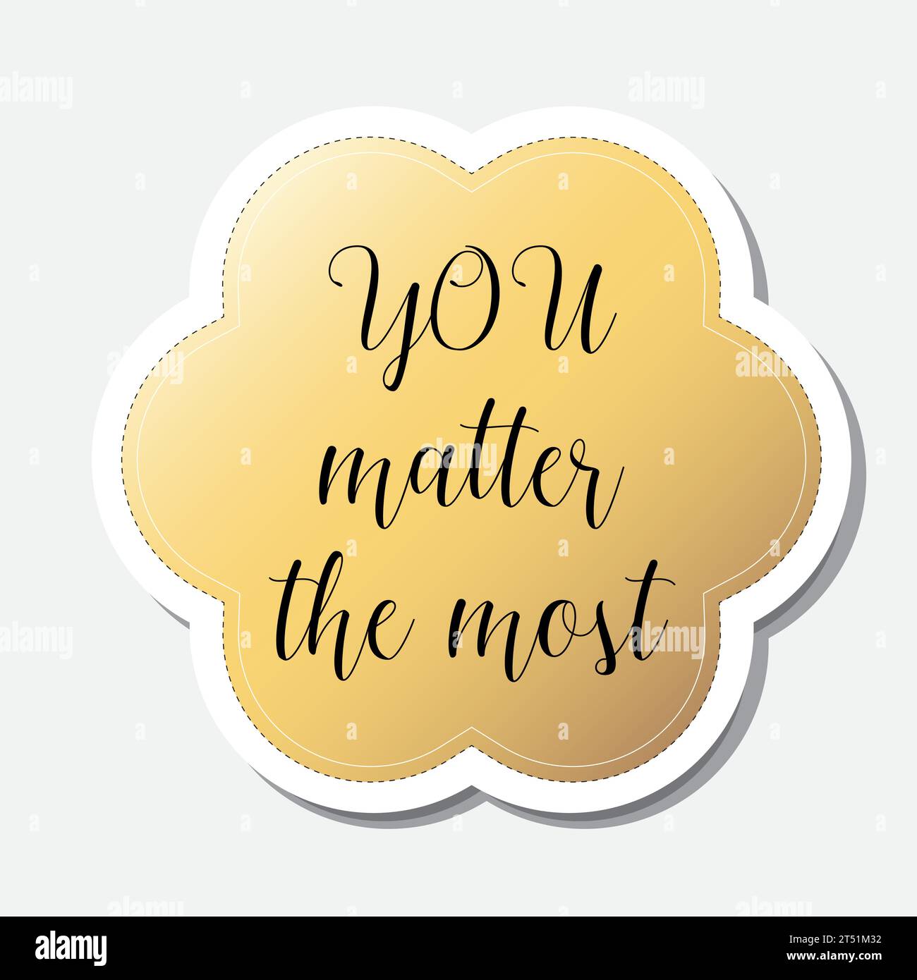 Yellow flower shape sticker with positive phrase, vector illustration ...