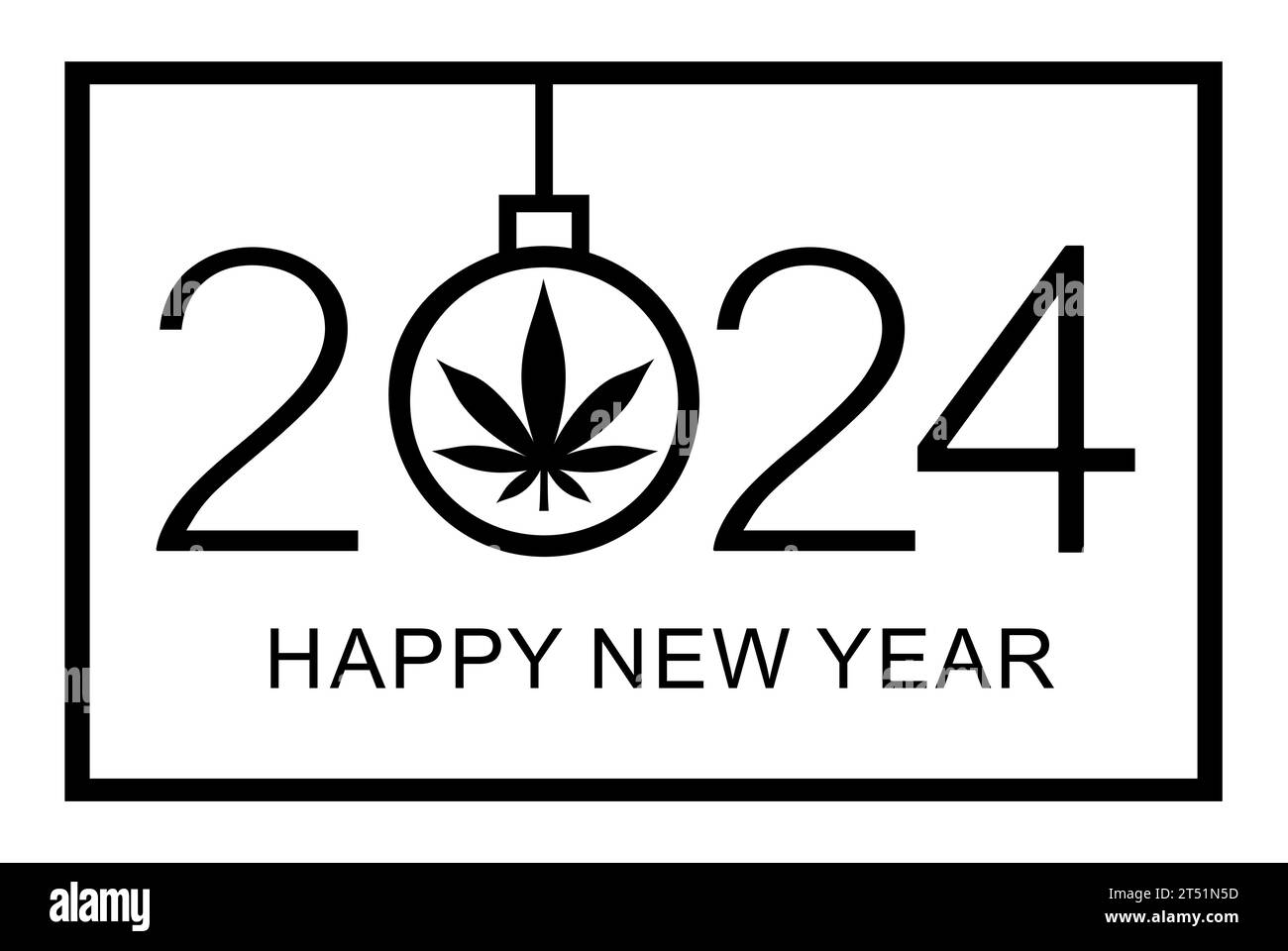 Happy New Year 2024. New Year background with marijuana leaf. Isolated ...