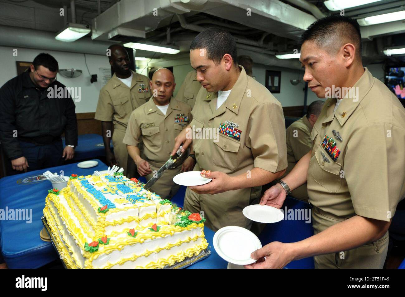 118th CPO Birthday, cake, CG 67, U.S. navy photo, USS Shiloh Stock ...