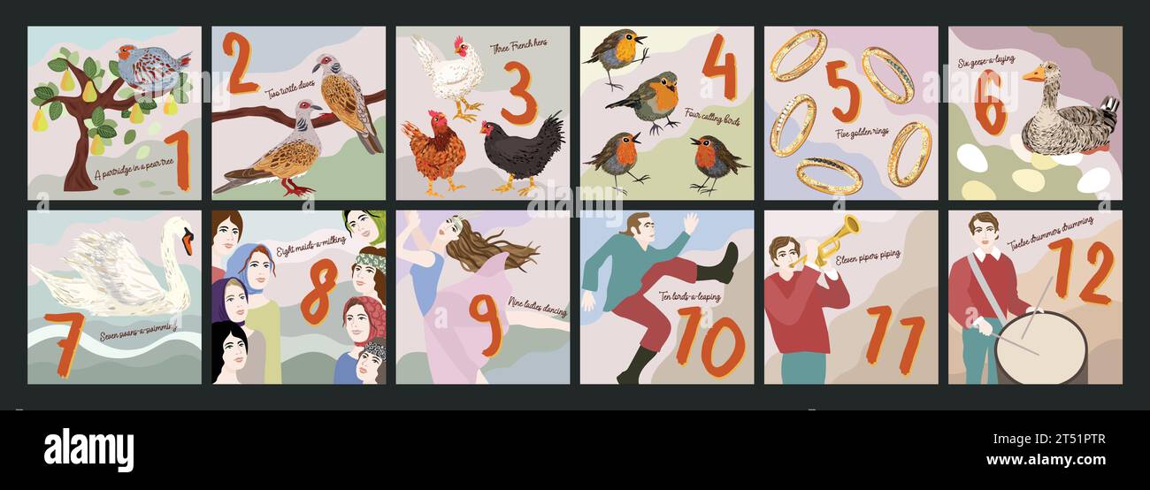 12 days of christmas vector Stock Vector Images - Alamy