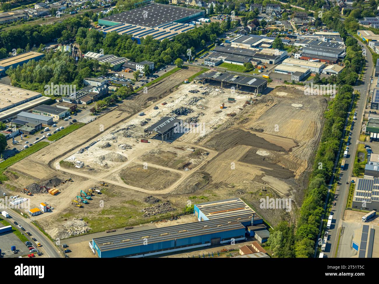 Aerial view, demolition work at the industrial park An der Knippenburg ...