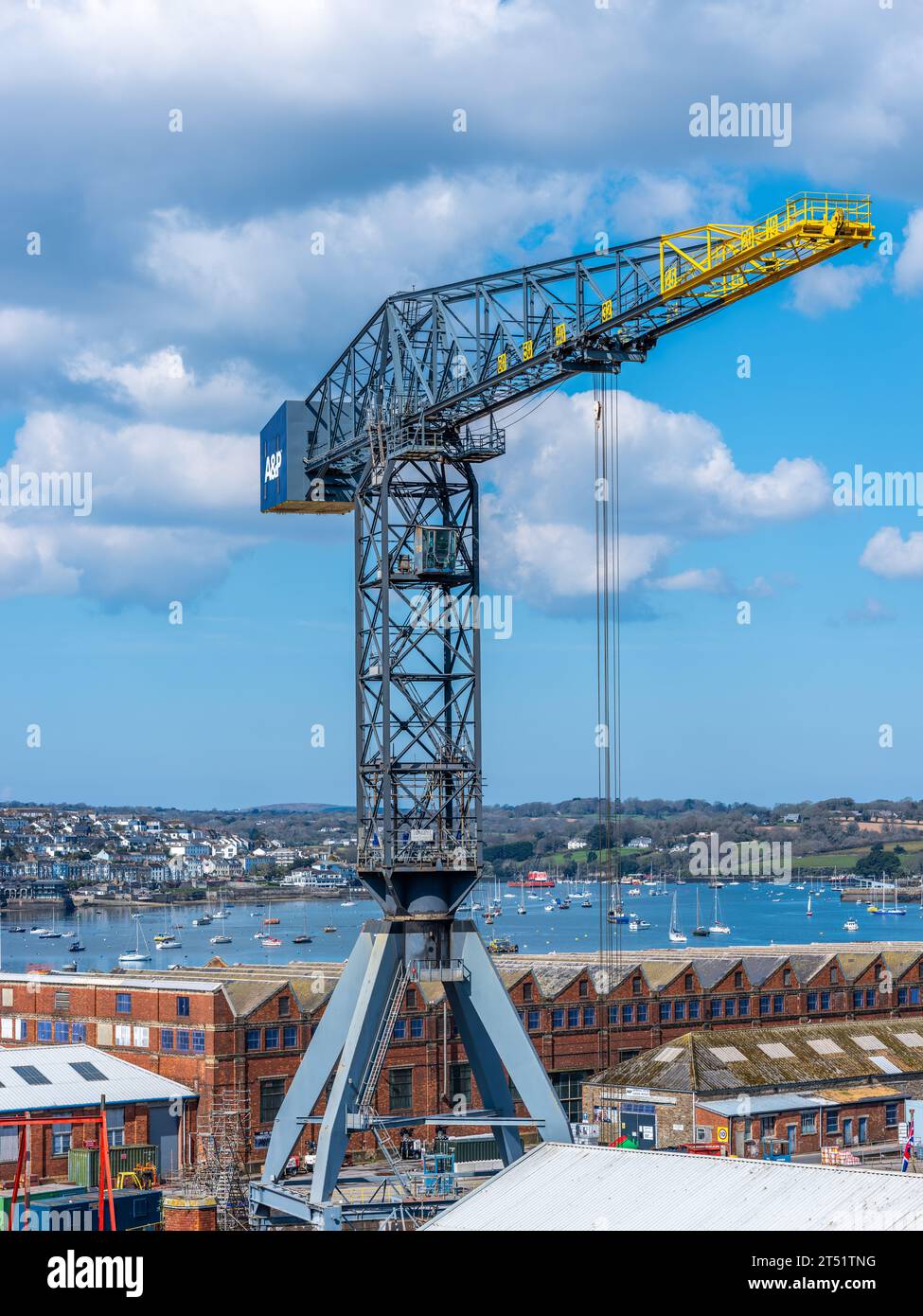 A large crane pictured in Falmouth Port, Dockyard Stock Photo - Alamy