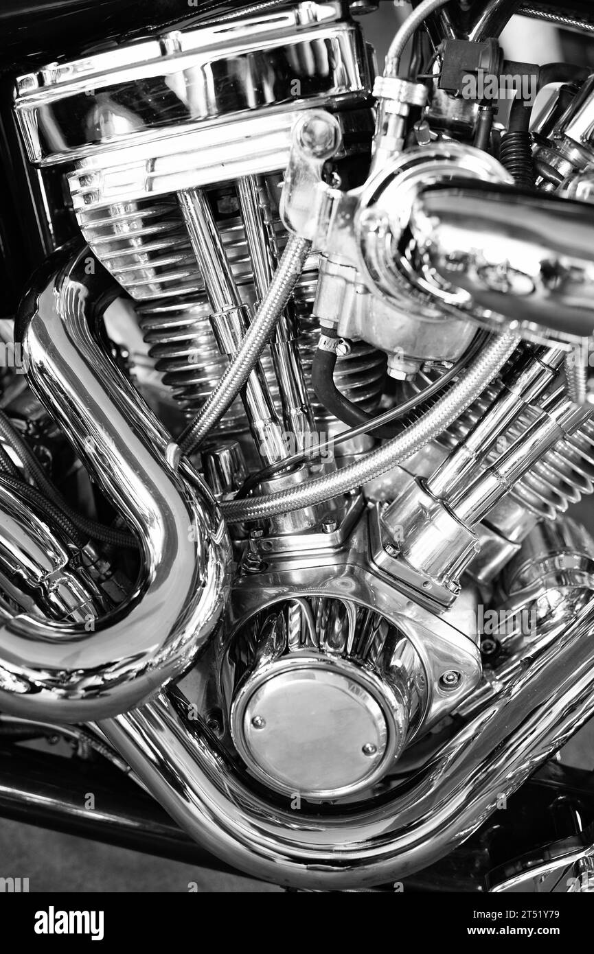 Custom motorcycle custombike metallic chrome engine part detailed Stock ...