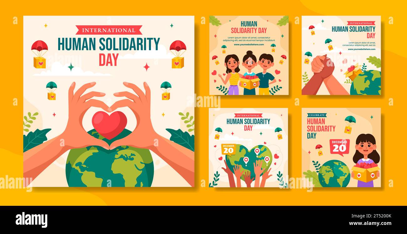 Human Solidarity Day Social Media Post Flat Cartoon Hand Drawn ...