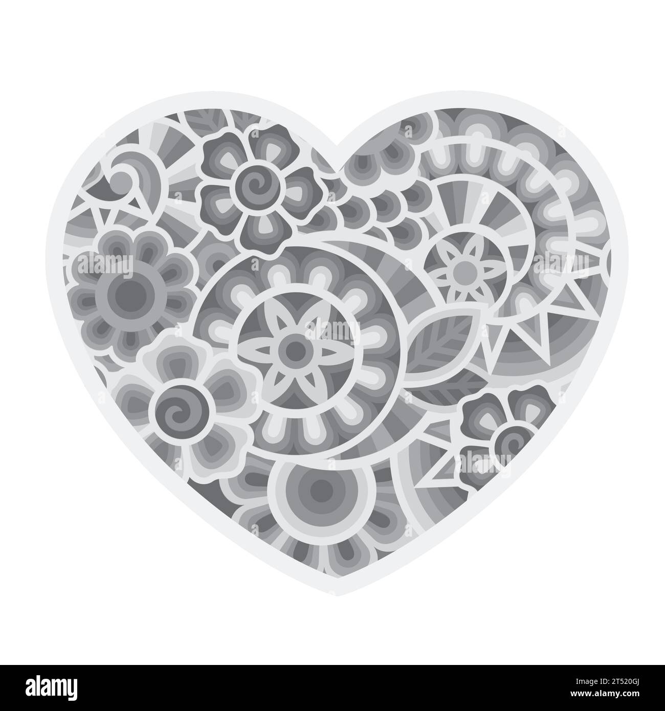 Heart-shaped mandala pattern for Valentine's day and greeting card ...