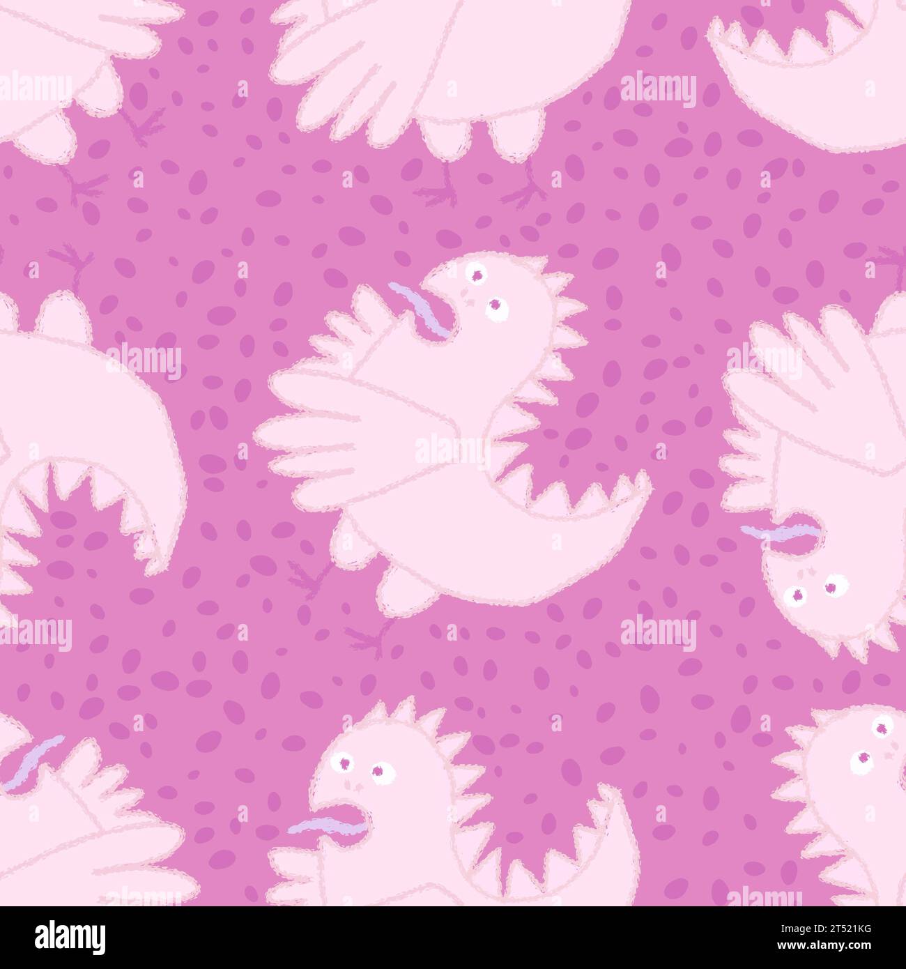 Cartoon retro dragon seamless scribble monsters Middle Ages chicken ...