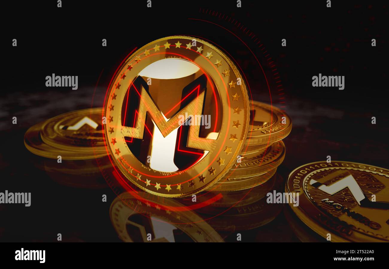 Monero XMR cryptocurrency gold coin on green screen background ...