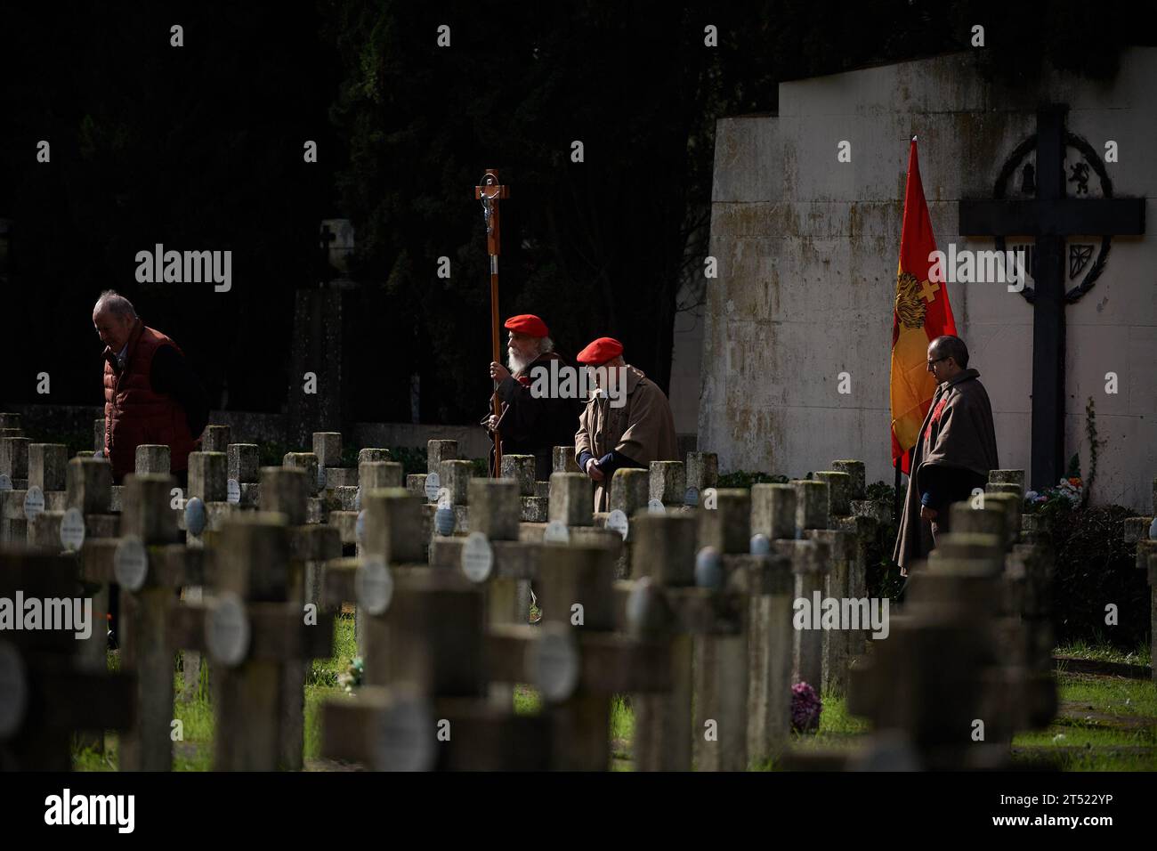 Pamplona, Spain. 01st Nov, 2023. Carlist Requetés dressed in capes, red ...