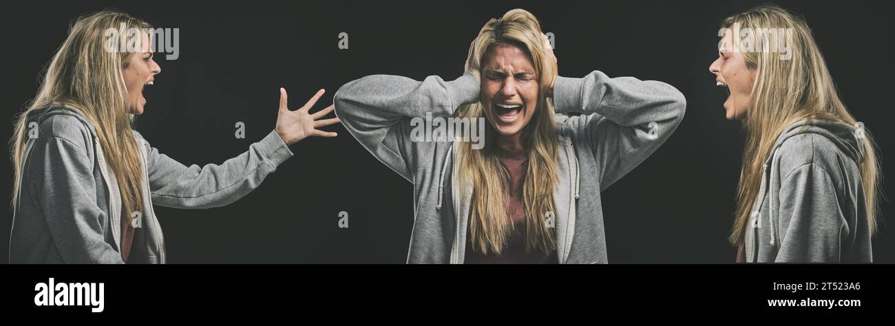 Mental health, schizophrenia and bipolar woman with depression ...