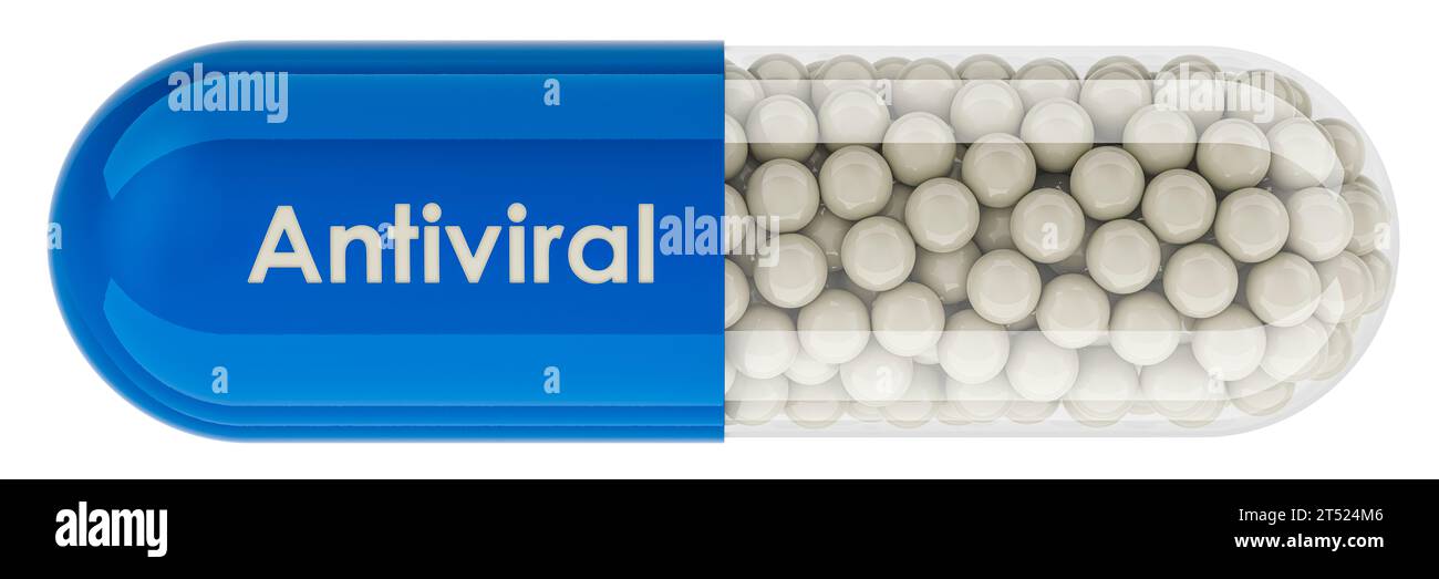Antiviral capsule. Drugs against viruses, 3D rendering isolated on ...