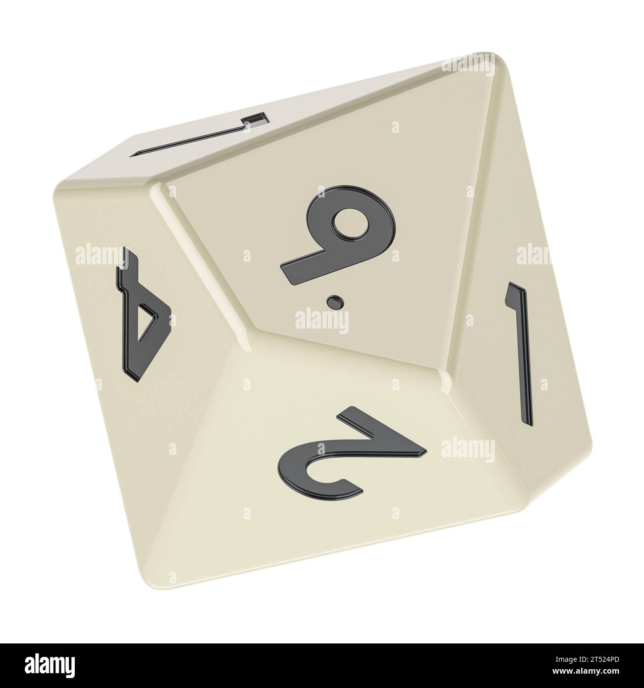 White 10 sided die, pentagonal trapezohedron dice. 3D rendering ...