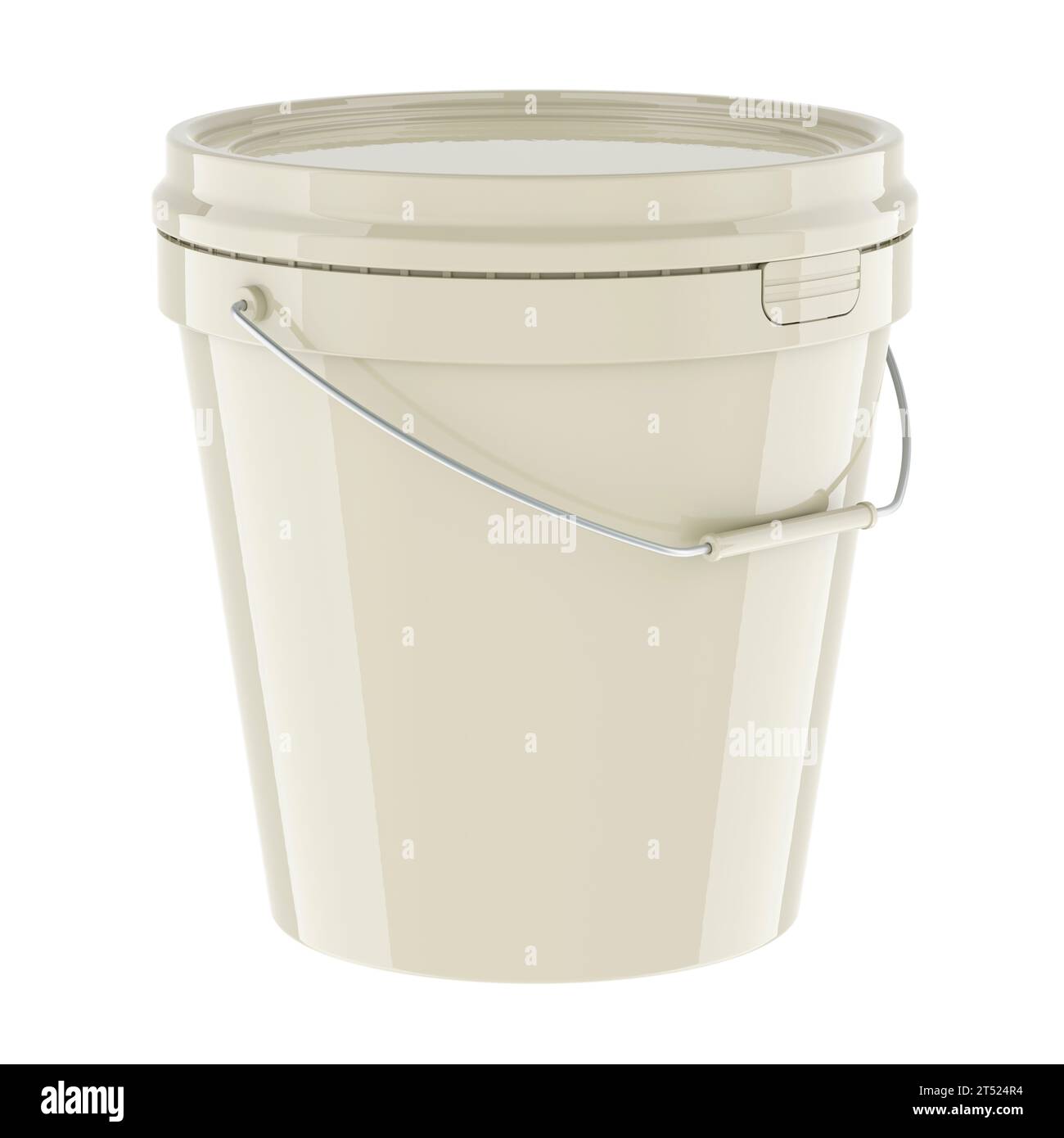 White Plastic Paint Bucket, 3D rendering isolated on white background ...