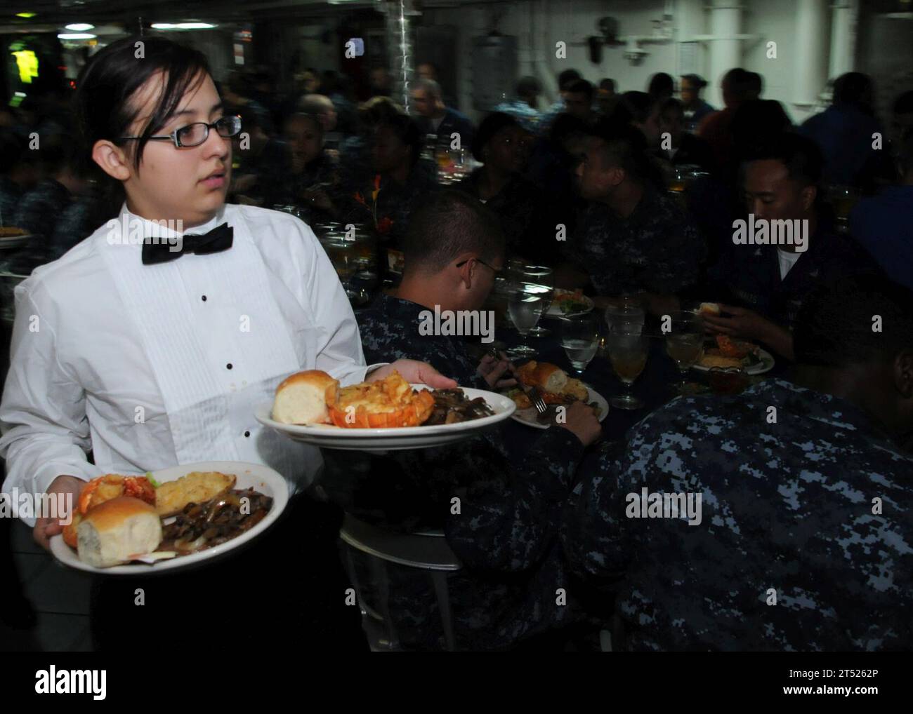 Aft Galley, birthday meal, Pacific Ocean, U.S. navy photo, USS Ronald ...