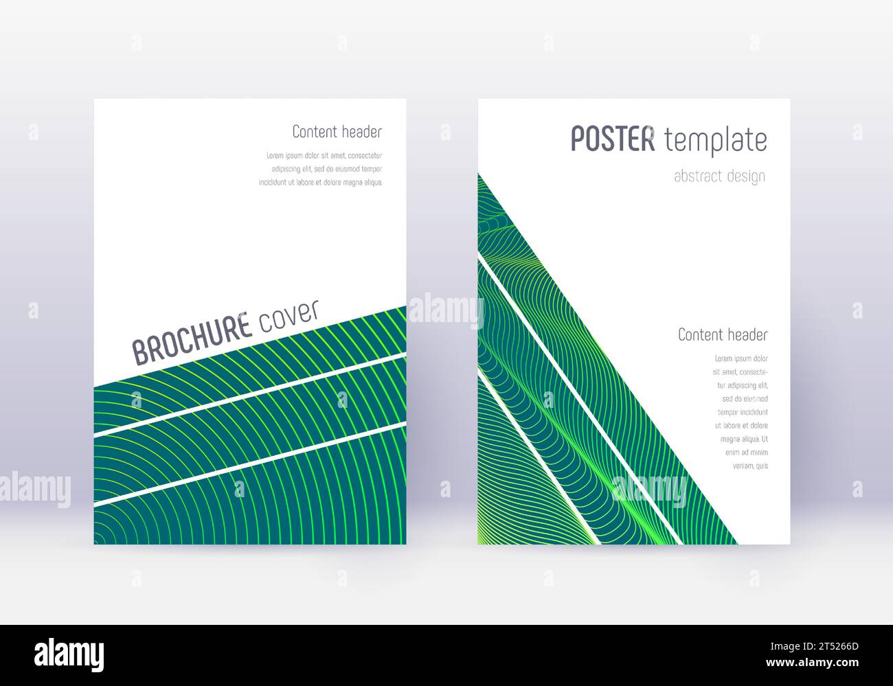Geometric cover design template set. Green abstract lines on dark ...