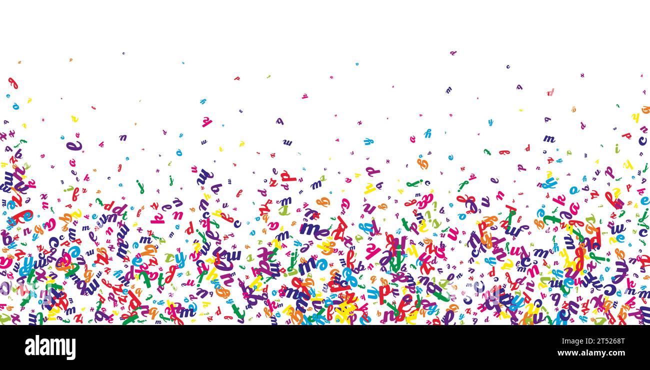 Scattered letters of latin alphabet. Colorful childish floating ...