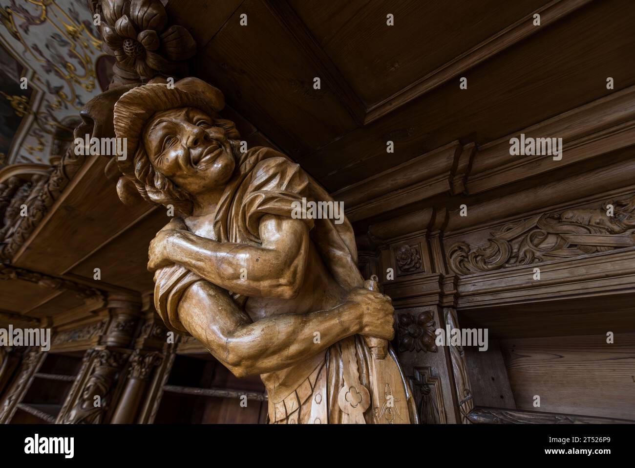 Figure of Boasting by Karl Stilp around 1725. The man grasps a so ...