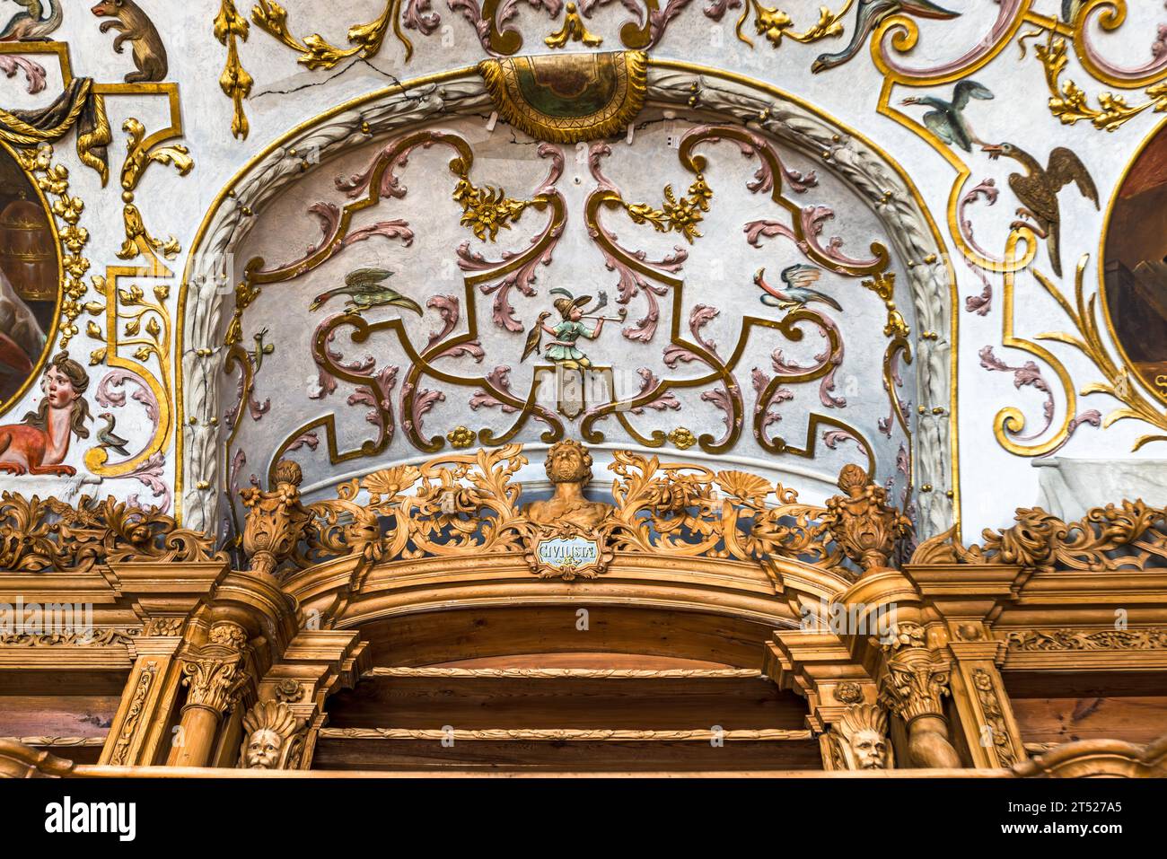 Elaborate stucco work in the Waldsassen Abbey Library by Jacopo Appiani ...