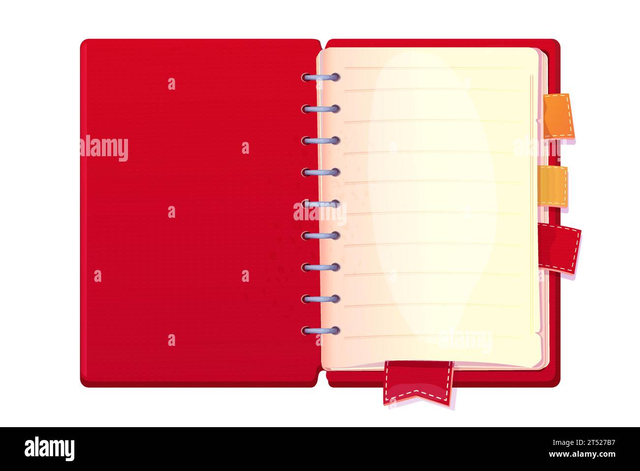 Diary, note book in cartoon style top view isolated on white background ...