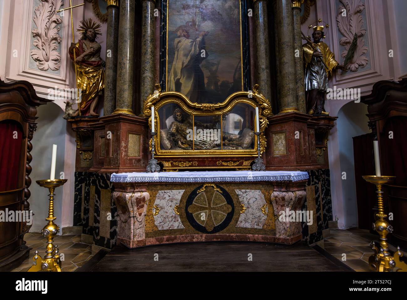 Catacomb saint in the collegiate basilica of Waldsassen. The large ...