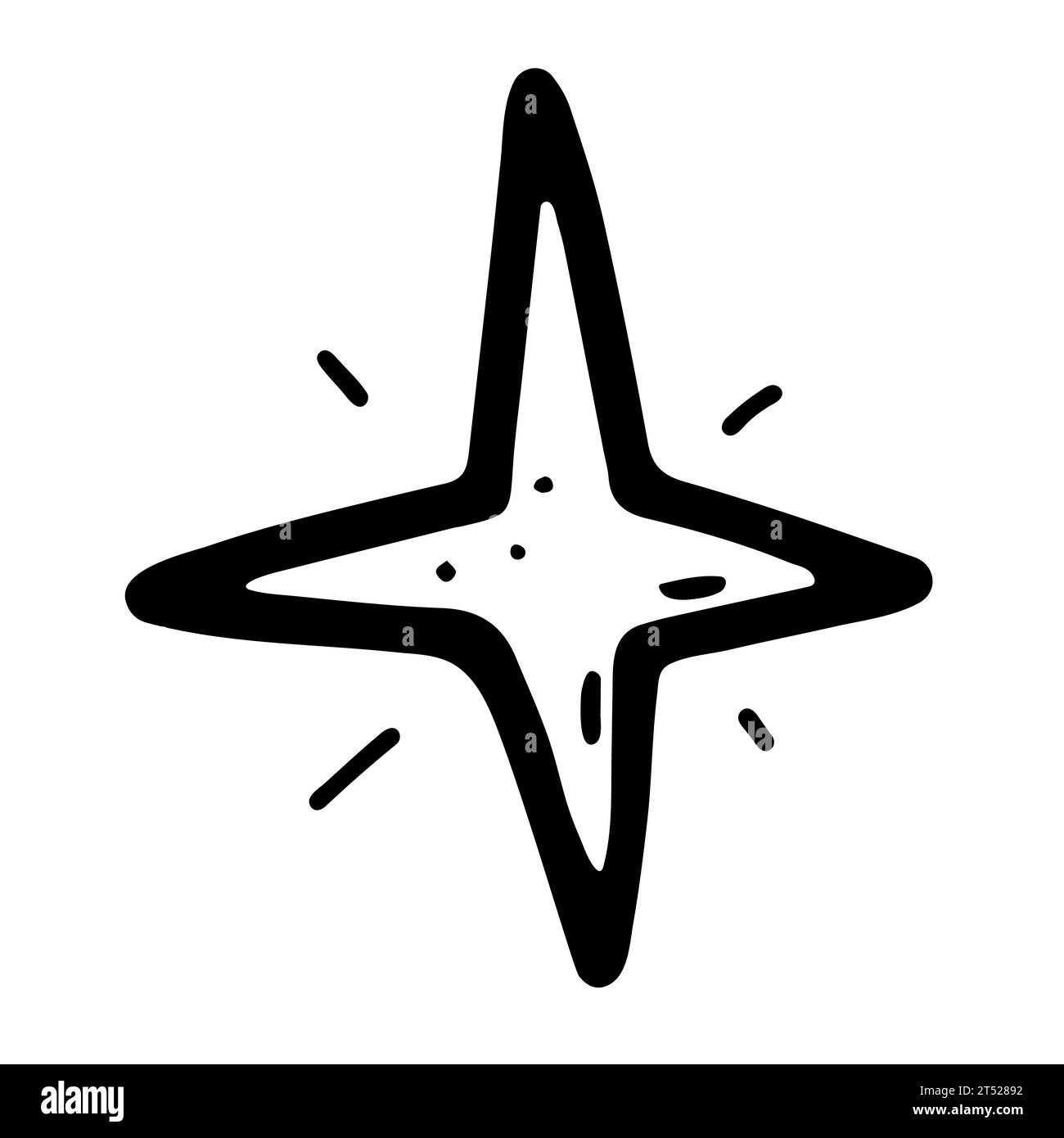 Space doodle star. Hand-drawn asteroid isolated on white background ...