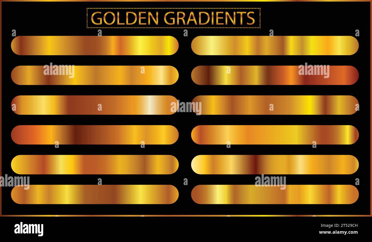 Gold metal gradient collection and foil Royalty Free Vector Stock ...