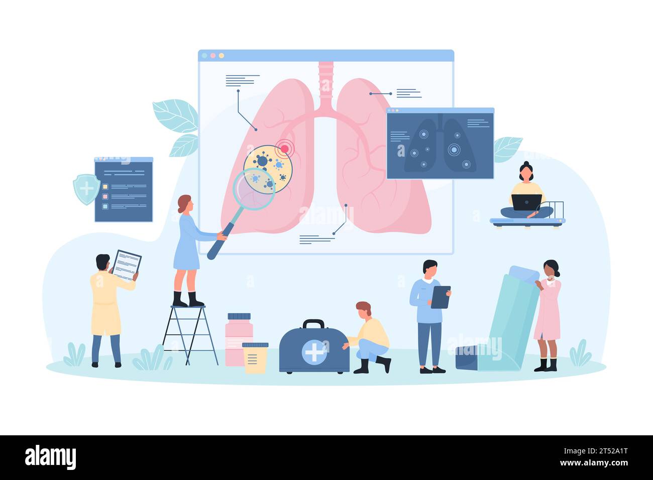 Lung examination in hospital, pulmonology vector illustration. Cartoon ...