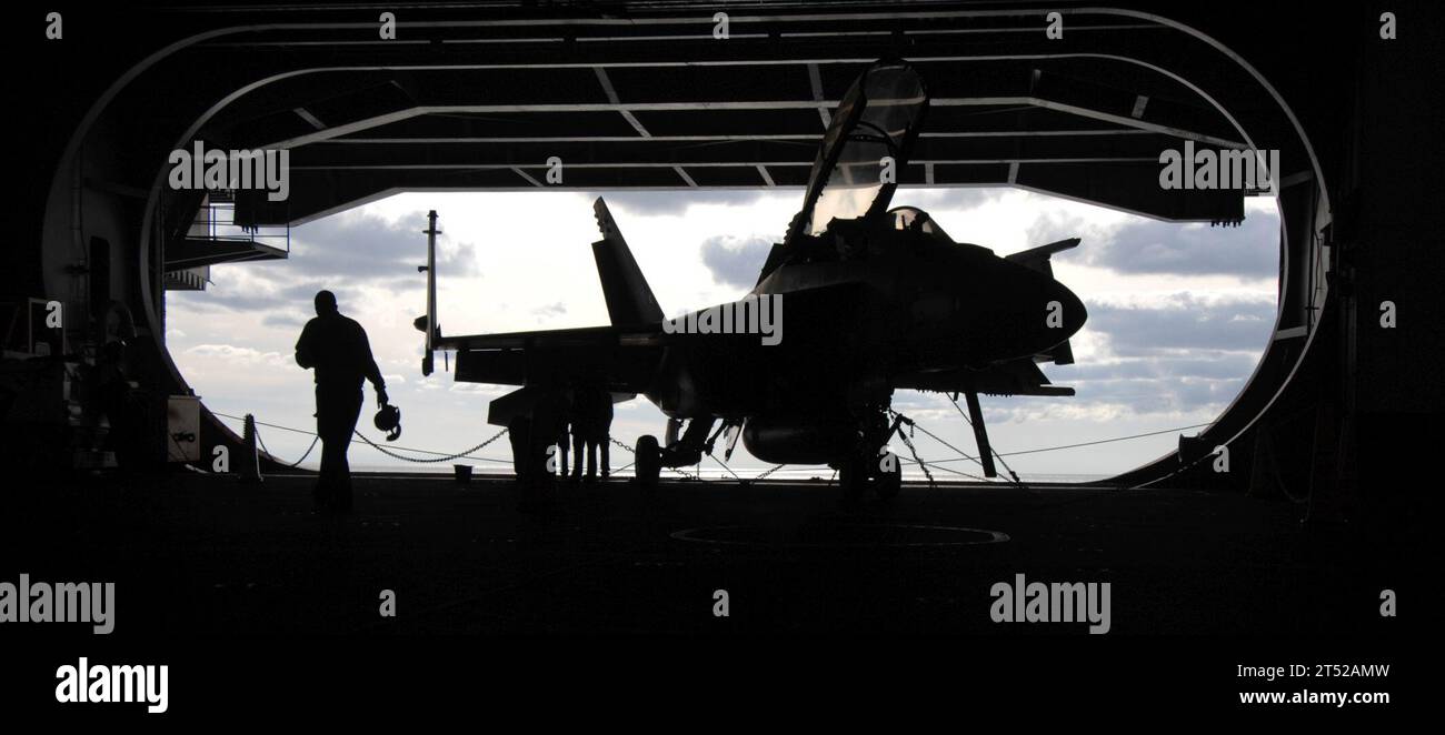 1001292858S-087 ATLANTIC OCEAN (Jan. 29, 2010) Sailors work on an F/A ...