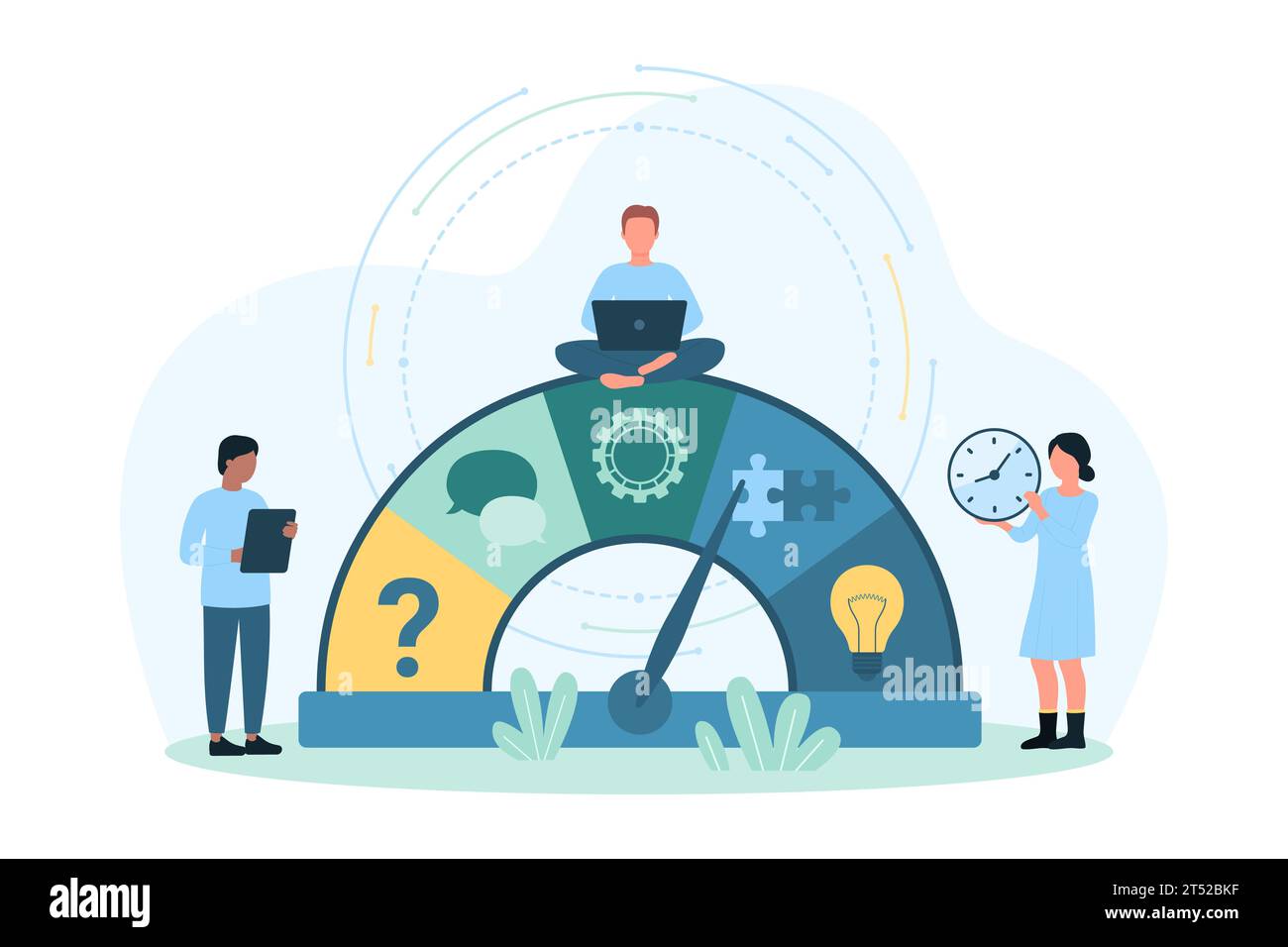 Improvement of soft business skills vector illustration. Cartoon tiny ...