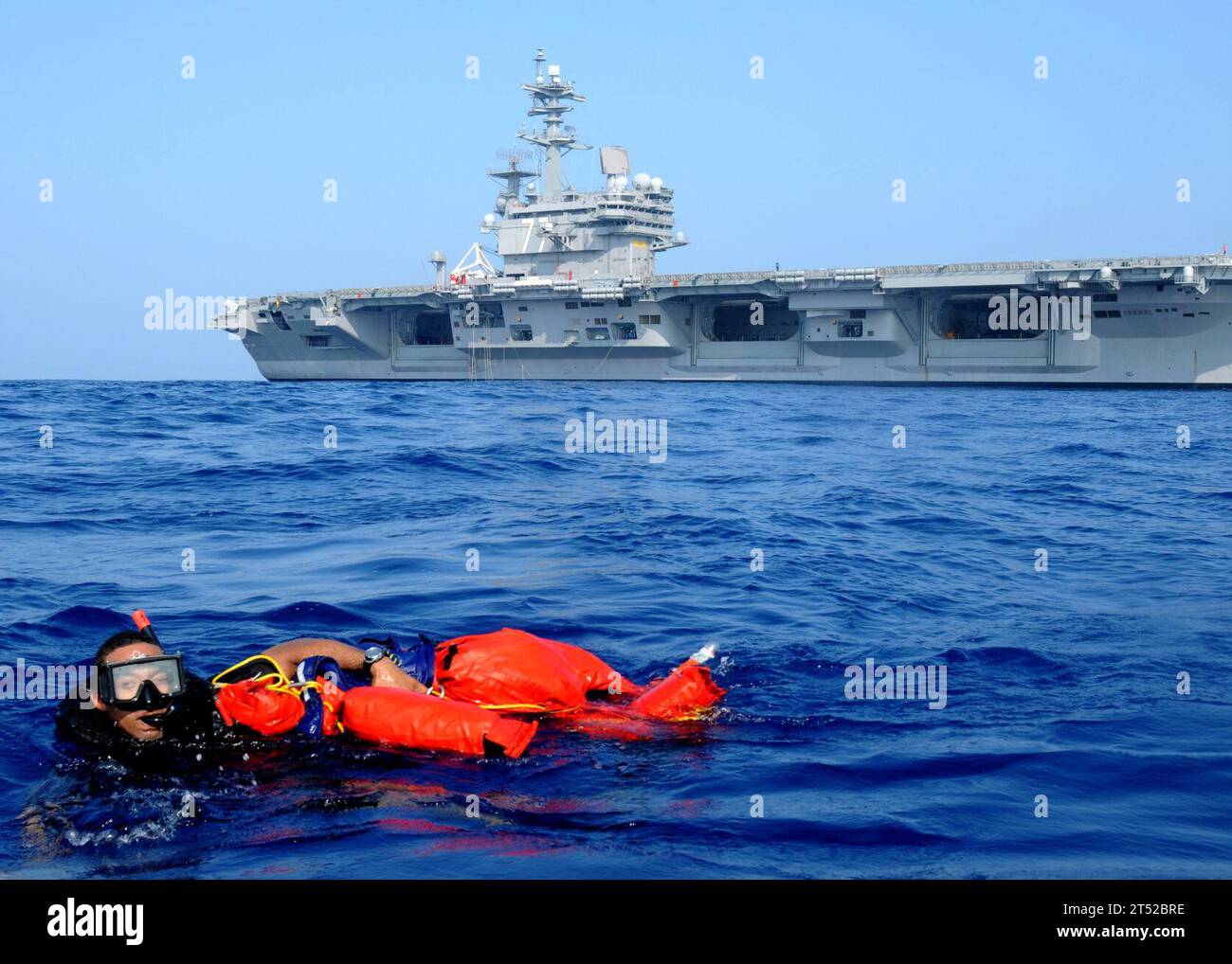 aircraft carrier, CVN 77, man overboard, recovery drill, RHIB, Sailors ...