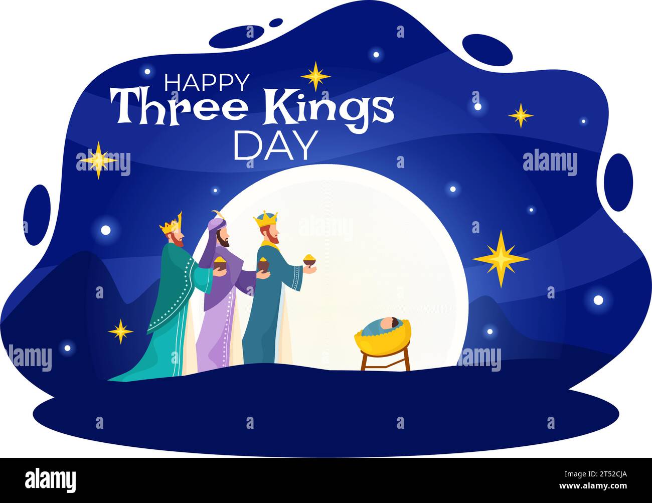 Happy Three Kings Day Vector Illustration to Faith on the Divinity of ...