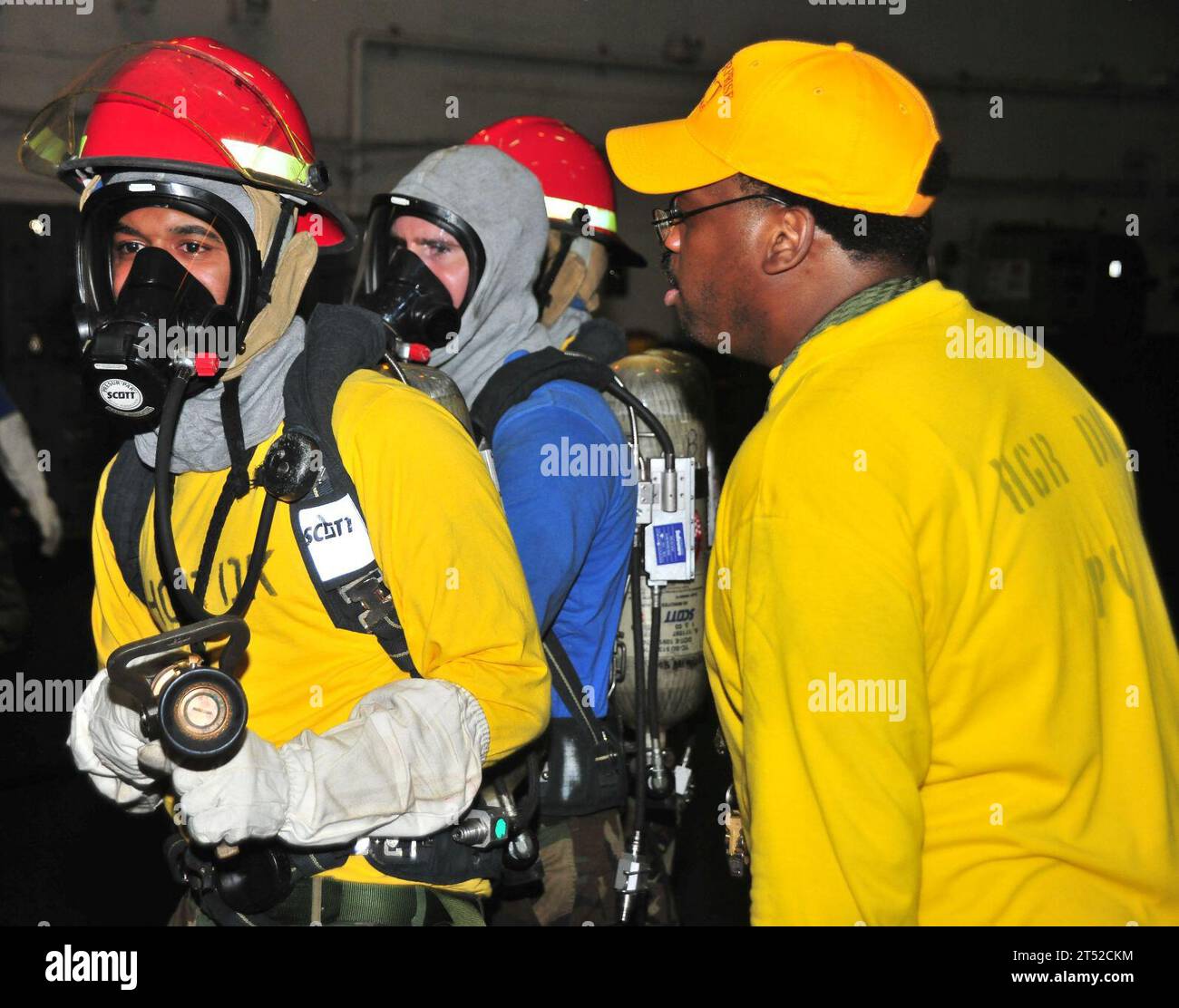 1105100074G-017 ARABIAN SEA (May 10, 2011) A member of the damage ...