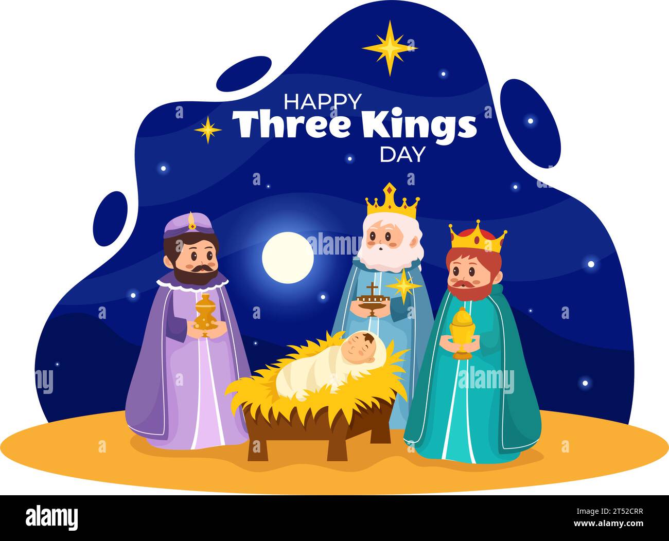 Happy Three Kings Day Vector Illustration to Faith on the Divinity of ...