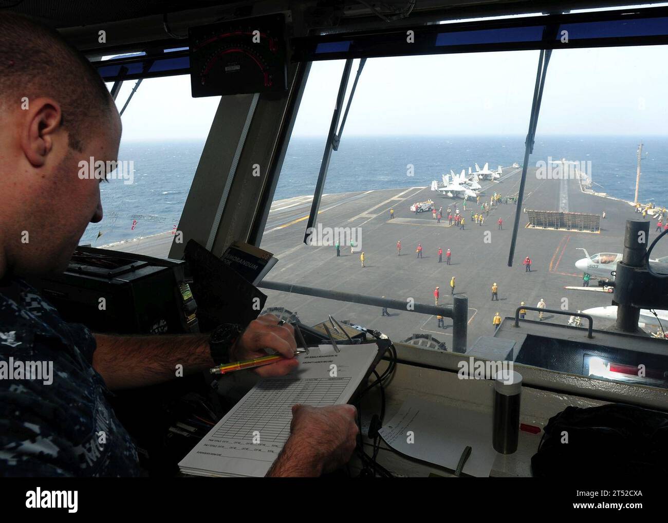 aircraft carrier, flight deck, pri-fly, U.S. Navy, USS Ronald Reagan ...